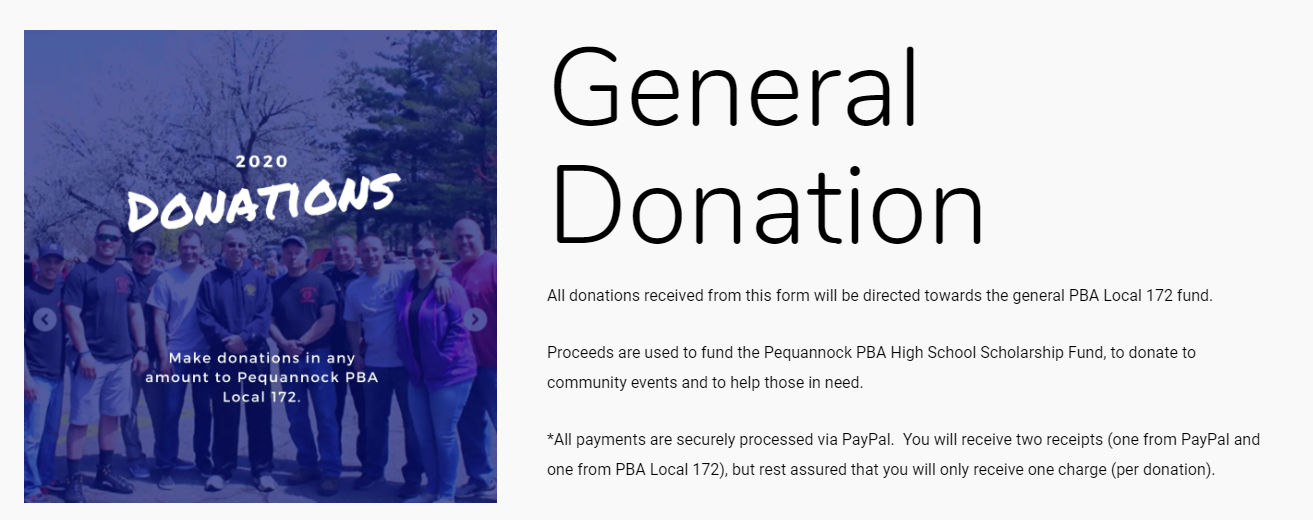 Pequannock Police (PBA Local 172) Launch Digital Donation Platform